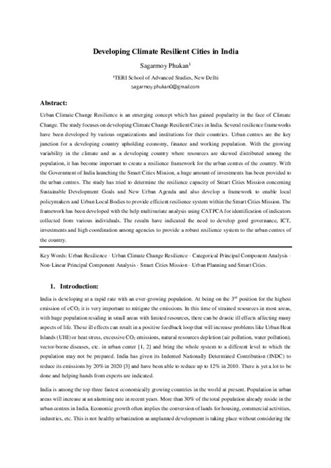 Pdf Developing Climate Resilient Cities In India