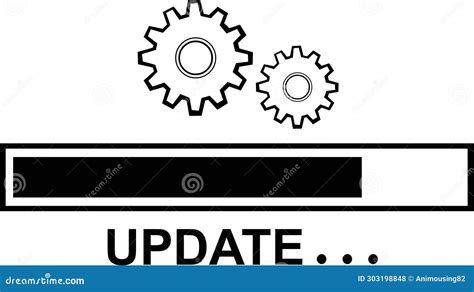 Vector Illustration Black Icon Updating Software And Bar Progress Stock