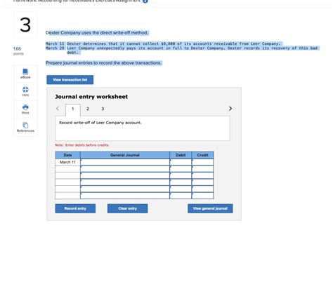 Get Answer Dexter Company Uses The Direct Write Off Method March