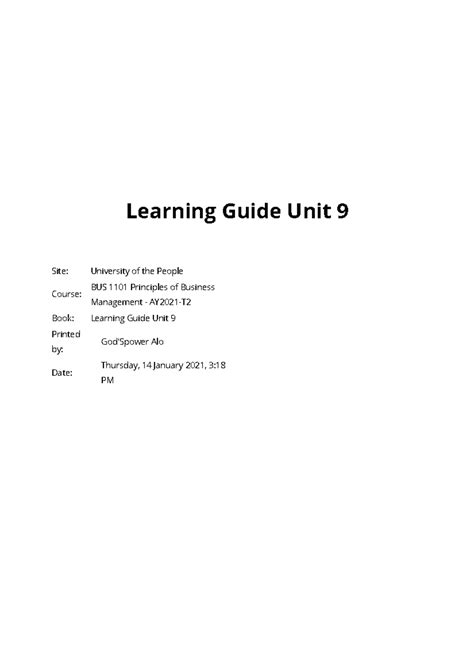 Learning Guide Unit 9 It Begins On Thursday At 12 05 AM UoPeople Time