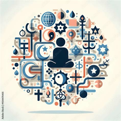 Flat Abstract Religious Symbols Overlapping Harmony Diversity Unity
