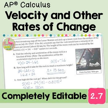 Calculus Velocity And Other Rates Of Change With Lesson Video Unit 2