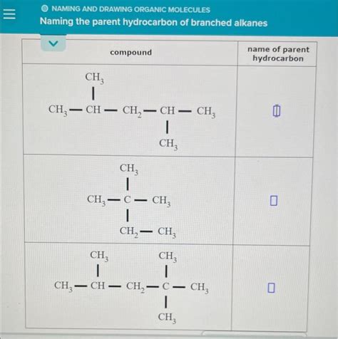 Solved Naming And Drawing Organic Molecules Naming The Chegg
