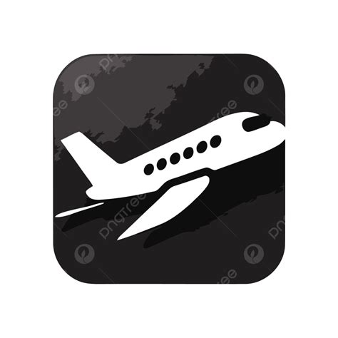 앱 아이콘의 작은 비행기 로고 벡터 흰색 배경에 있는 비행의 단순한 검은색 아이콘 그림자 없음 작은 프레임 중앙 Png 일러스트 및 벡터 에 대한 무료 다운로드