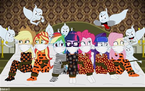 Safe Artist Robukun Applejack Fluttershy Pinkie Pie Rainbow Dash Rarity Sci