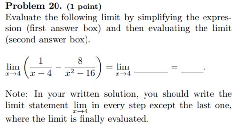 Solved Problem 20 Evaluate The Following Limit By Chegg Com