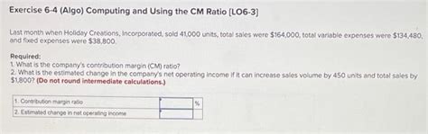 Solved Exercise 6 4 Algo Computing And Using The Cm Ratio