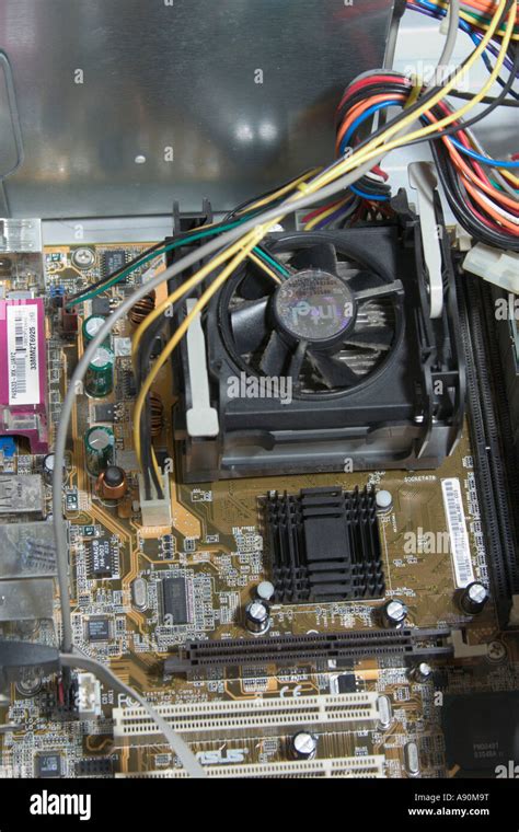 Inside A Computer Showing CPU With Fan Stock Photo Alamy