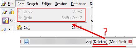 Unchanged Sql File Change Status To Deleted Modified Toad For
