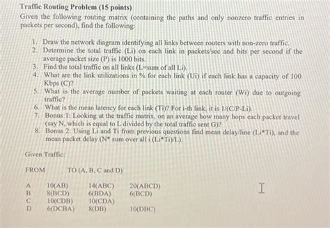 Solved Traffic Routing Problem 15 Points Given The