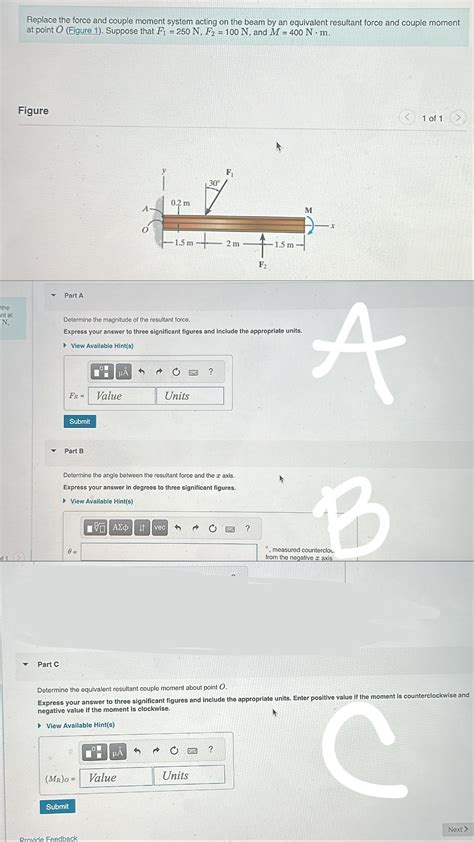 Solved Replace The Force And Couple Moment System Acting On