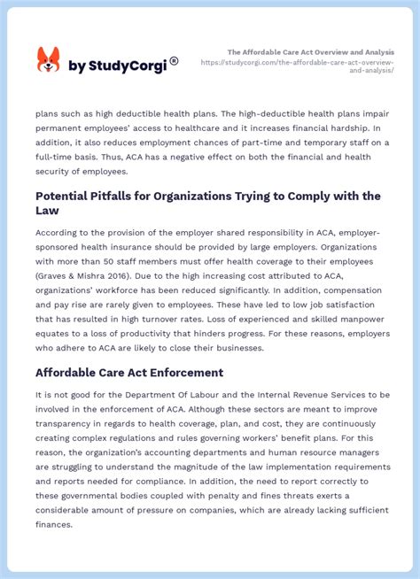 The Affordable Care Act Overview And Analysis Free Essay Example