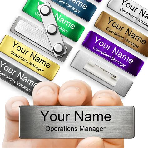 Engraved Personalized Name Tags With Magnet Clip Or Pin Stainless Steel Metal Custom Magnetic
