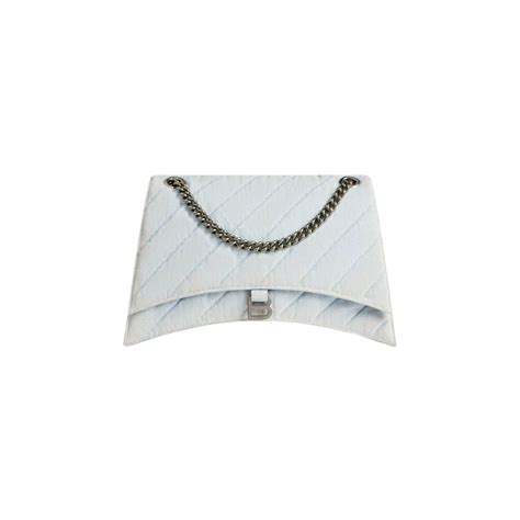 발렌시아가 크러쉬 라지 체인 백 퀼티드 데님 블루 Balenciaga Kream