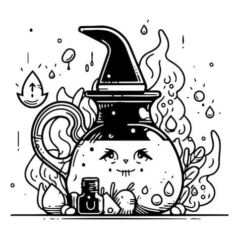 Witch Potion Halloween Vector Illustration Hand Drawn Doodle Style