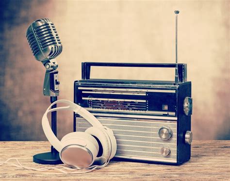 Premium Photo Retro Radio And Cassette Player Headphones Microphone