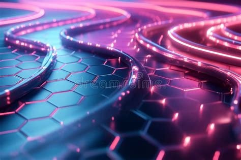 A High Tech Racing Circuit Constructed From Glowing Hexagonal Tiles The Fast Paced Neon Trails