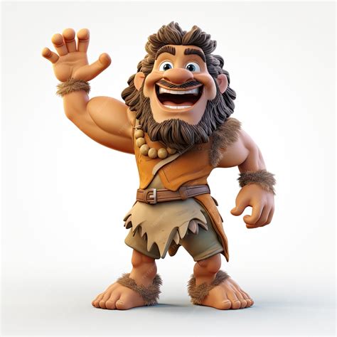 Premium Photo Smiling Caveman Character With White Background