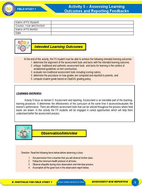 Assessing Student Learning: Evaluating Assessment Tools, Outcomes, and Providing Effective ...