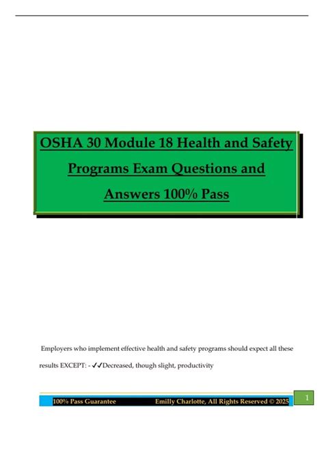 Osha 30 Module 18 Health And Safety Programs Exam Questions And Answers