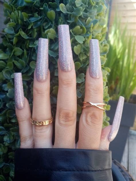 Xxl Tapered Square Press On Nail Set Holographic Champagne Etsy Ireland