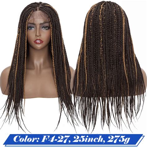 Inch Synthetic Braided Lace Front Wig With Baby Hair Box Braids Lace Wigs Knotless Twist