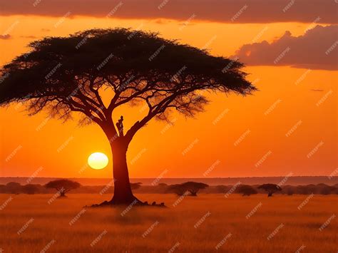 Premium Photo Mesmerizing View Of The Silhouette Of A Tree In The