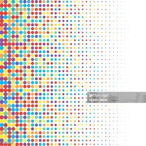 水平方向のサイズグラデーションランダムなパターンを持つ虹色の円 ストックイラストレーション Getty Images