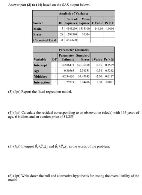 Answer Part 3 To 14 Based On The Sas Output