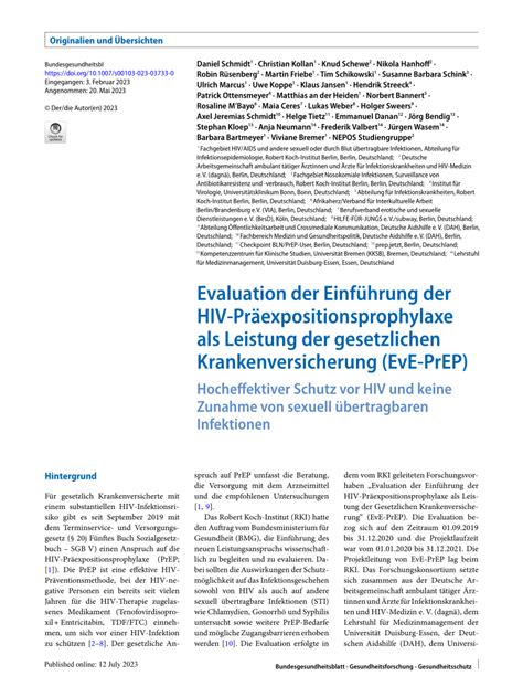 Pdf Evaluating The Introduction Of Hiv Pre Exposure Prophylaxis As A Benefit Of Statutory