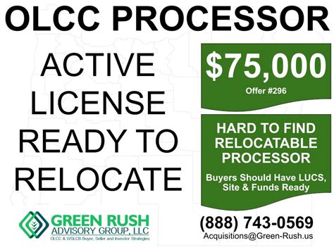Olcc Cannabis Processor License For Sale Offer 296 Green Rush