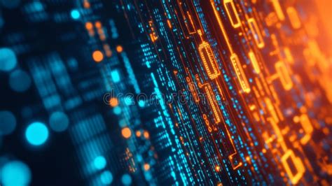 Futuristic Circuit Board Glowing In Blue And Orange Lights Stock Image Image Of Data Digital