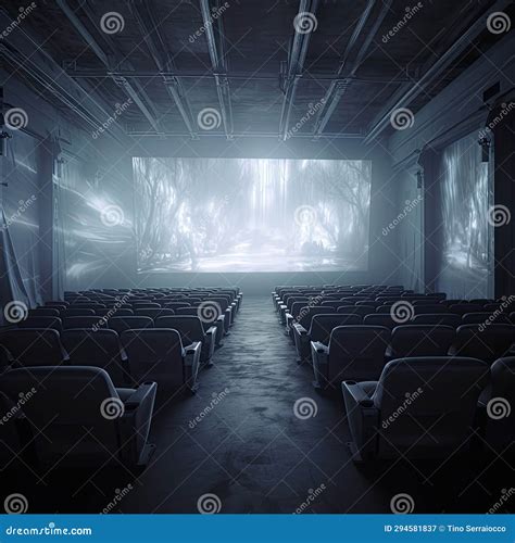 futuristic cinema hall for projections generated by ai stock