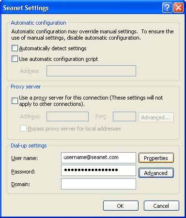 Windows Xp Dial Up Settings Help Desk Seanet