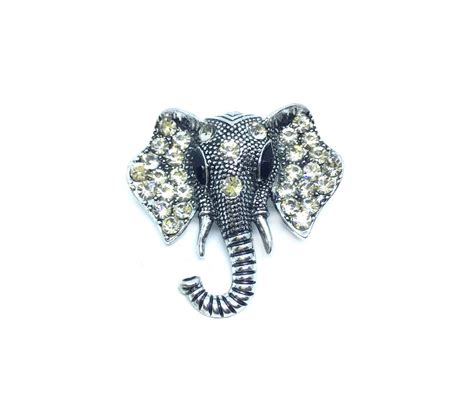 Rhinestone Elephant Brooch Pin Finox