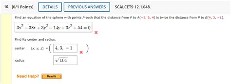 Solved Points SCALCET Find An Equation Chegg Com
