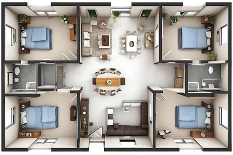 Floor Plan Top View House Interior Isolated On White Background