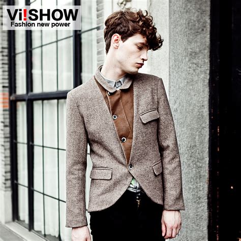 Viishow男式休闲便西 潮牌欧美风修身西装男纯色西服外套春装新新二八法则