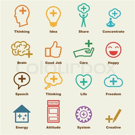 Think Positive Elements Vector Stock Vector Colourbox