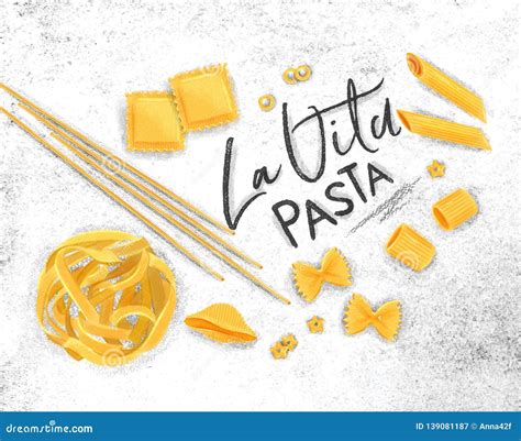 La Vita Pasta Poster Cartoon Vector | CartoonDealer.com #139081187