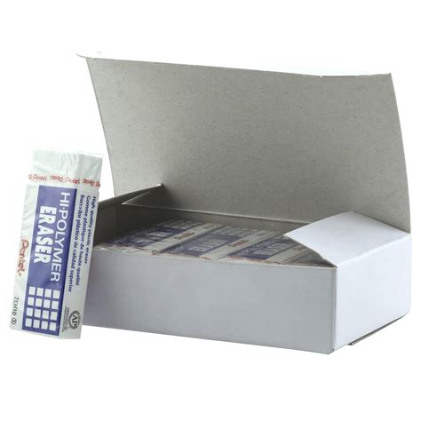 Pentel Hi Polymer Large White Erasers Box Of 10 Grand And Toy