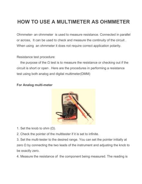 9 Multimeter Scale Reading Worksheet