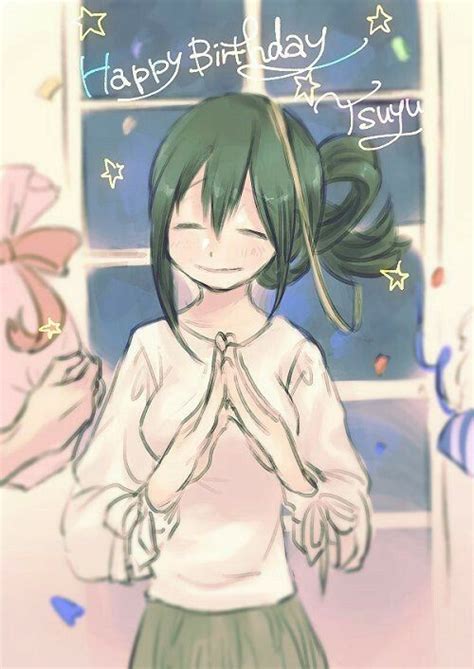 Happy Birthday Tsuyu Asui Tsuyu Text Smiling Presents My Hero Academia My Hero Academia