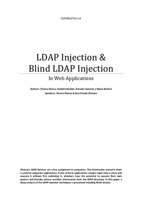 Ldap Injection And Blind Ldap Injection In Web Applications