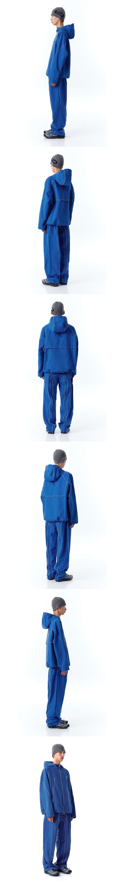 오와이 파이핑 커브 라인 트랙 팬츠 블루 Oy Kream