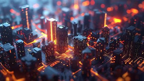 Visual Representation Of A Smart City S D Cellular Communication Network Infrastructure Concept