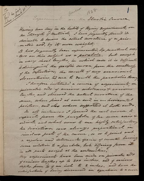 Unpublished Paper Experiments On The Elastic Curve By B [benjamin] Bevan The Royal Society