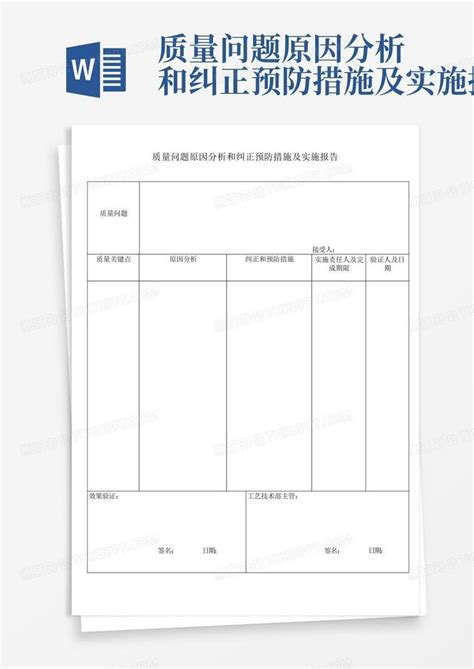 质量问题原因分析和纠正预防措施及实施报告word模板下载编号qoorkmvp熊猫办公
