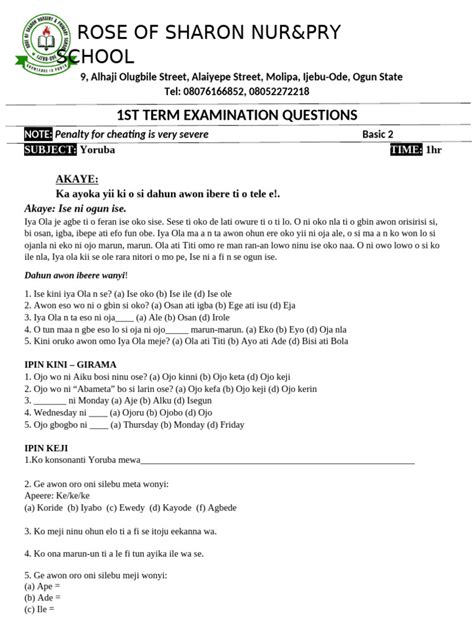 Basic 2 Term Exam Questions Pdf Weaving Jesus