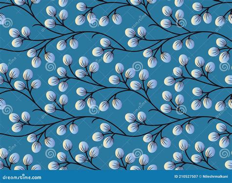 Seamless Cute Blue Floral Pattern Design Stock Vector Illustration Of